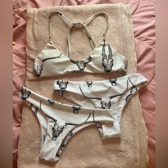 Swim | White Swim Suit Comes With Small And Medium Bottoms Top Is Small ...